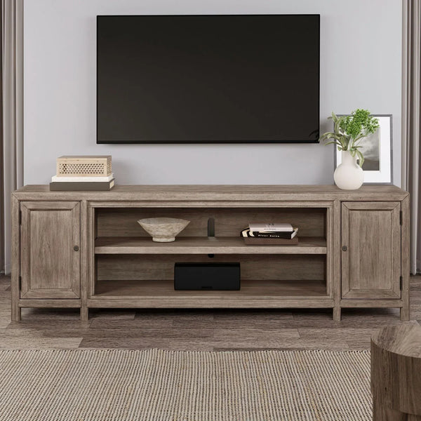 Fireplace TV Console - 82" Console With Fire FTS - Light Brown ...